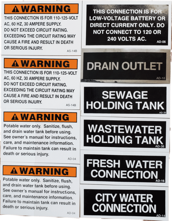 WARNING DECAL PACKAGE - Scamp Trailers
